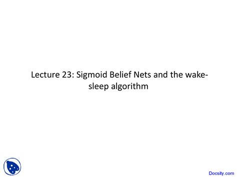 Sigmoid Belief Nets Artificial Neural Network Lecture Slides Slides Computer Networks