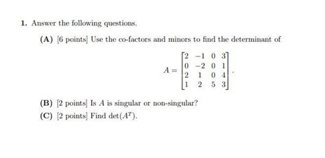Solved 1 Answer The Following Questions A 6 Points Use