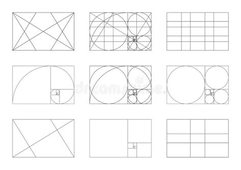 Minimalist Set Of Golden Ratio Method Golden Section Icon Mockup Fibonacci Array Numbers Form
