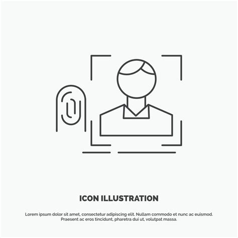 Finger Fingerprint Recognition Scan Scanning Icon Line Vector Gray Symbol For Ui And Ux