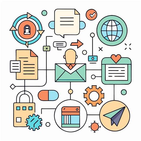 Colorful Network Of Connected Icons Representing A Digital Workflow