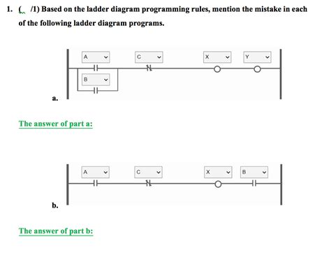 solved 1 in 1 based on the ladder diagram programming