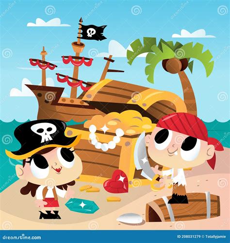 Island Treasure Map Pirate Map Illustration Royalty Free Cartoon