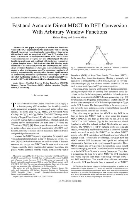 pdf fast and accurate direct mdct to dft conversion with arbitrary