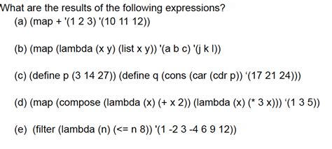 Solved What Are The Results Of The Following Expressions Chegg