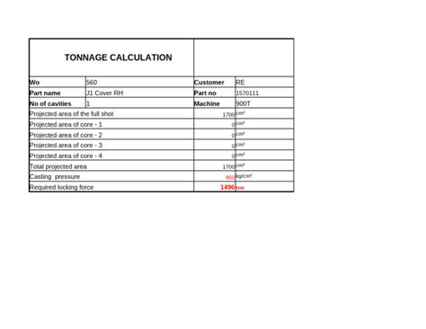 Tonnage Calculation For J1 Cover Rh Pdf