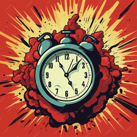 A Vector Illustration Of An Exploding Alarm Clock In A Dramatic Comic
