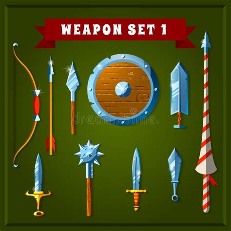 Set Of Cartoon Weapons Stock Vector Illustration Of Graphic 82745857