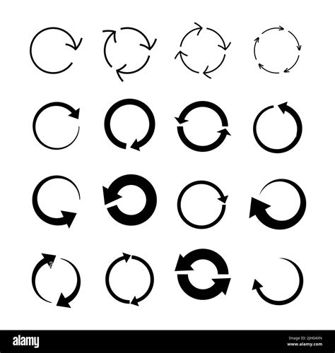 Reload Arrows Circle Refresh Reload Round Icon Vector Set Modern Contemporary Mono Solid Flat