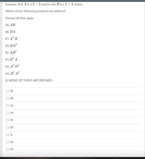 Solved Suppose That A Is A 2×3 Matrix And B Is A 2×4 Matrix
