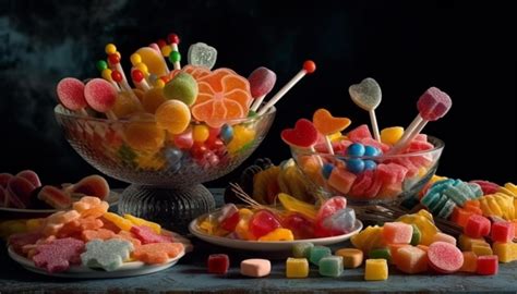 A Vibrant Heap Of Candy Gum Drops Gummy Worms Jellybeans Generated By