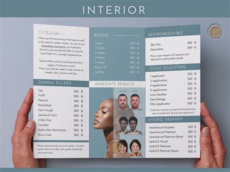 Editable Medspa Trifold Brochure Canva Template Price List Botox