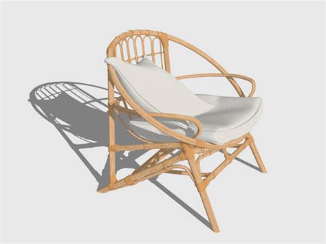 Round Rattan Chair With Cushion Sketchup 3d Model Skp File Download