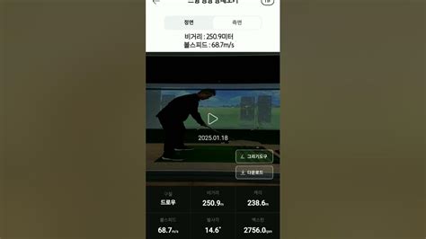 50대도 힘빼고 쉽게 250미터 날리기 1월 18일 드라이버 연습 비거리 2509미터 볼스피드 687ms 비거리