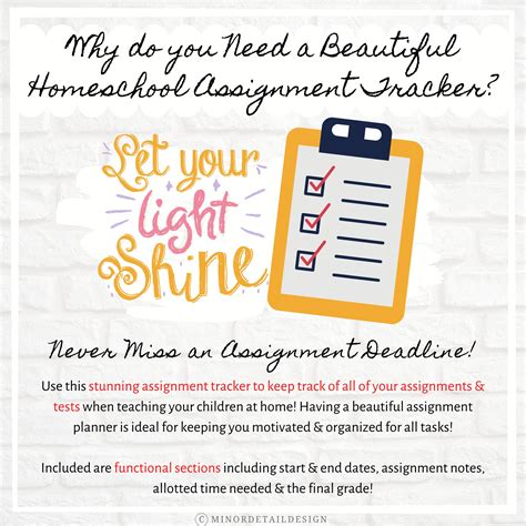 Editable Assignment Tracker Printable Homeschool Assignment Tracker