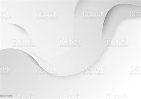 Abstract Circle Blank Paper White And Gray Tone Vector Background Wave Overlapping With Shadow