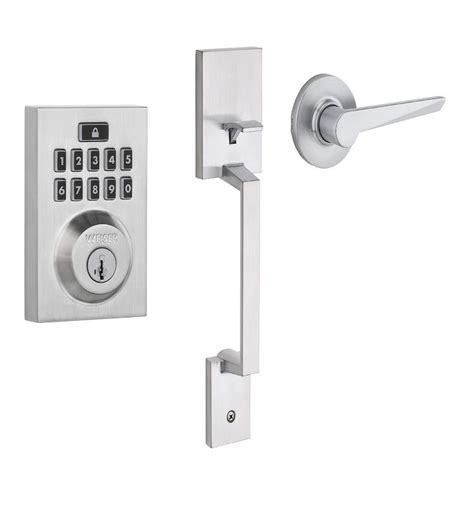 Weiser Smartcode 10 Contemporary Keyless Entry Deadbolt With Amador X Tristan Door Handle Set