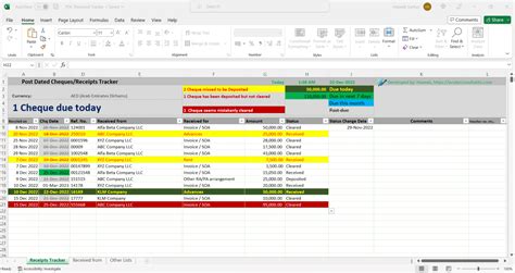Download Post Dated Cheque Pdc Received Tracker Ms Excel