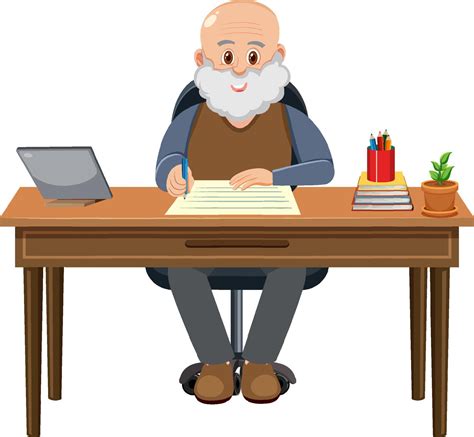 Old Man Sitting In Front Of Laptop 13904765 Vector Art At Vecteezy