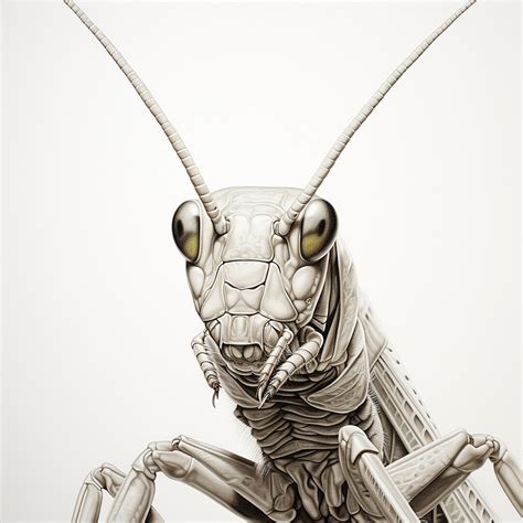 Grasshopper Fine Line Art Insect Portrait Stencil Logo Digital