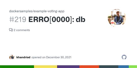 Erro 0000 Db · Issue 219 · Dockersamplesexample Voting App · Github