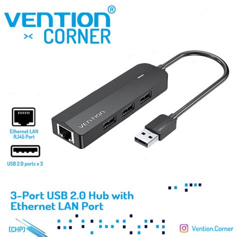 Jual Vention Usb Hub 2 0 3 0 Lan Ethernet Port Adapter With Power Port Chp Jakarta Pusat