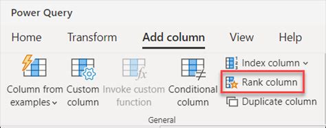 순위 열 미리 보기 power query microsoft learn