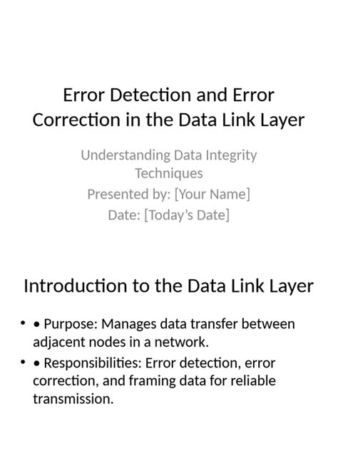 Error Detection And Correction In Data Link Layer Pdf Error
