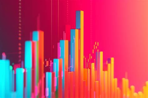 Stock Graph In Business Concept In 3d Illustration Style On A Colorful Background Premium Ai