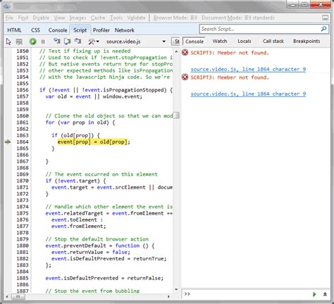 Ie8 Throws Error Script3 Member Not Found · Issue 309 · Videojs