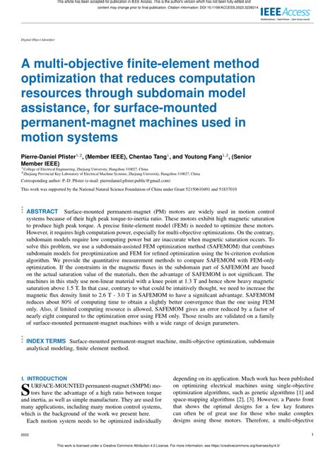 Pdf A Multi Objective Finite Element Method Optimization That Reduces