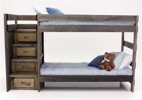 Duncan Twin And Twin Staircase Bunk Bed Gray Home Furniture Plus Bedding