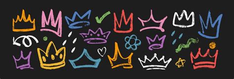 브러시 그런지 텍스처 킹 크로너 컬러 프린세스 티아라와 프린스 디아 세트 무료 벡터