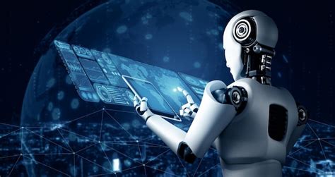 Premium Photo Xai Robot Humanoid Using Tablet Computer For Big Data Analytic