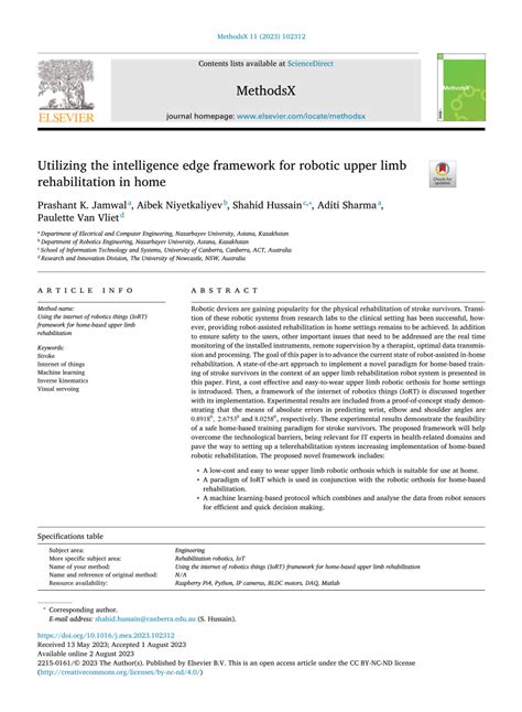 pdf utilizing the intelligence edge framework for robotic upper limb