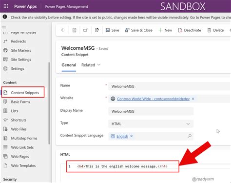 Power Pages Inserting Content Snippets In Design Studio The Readyxrm