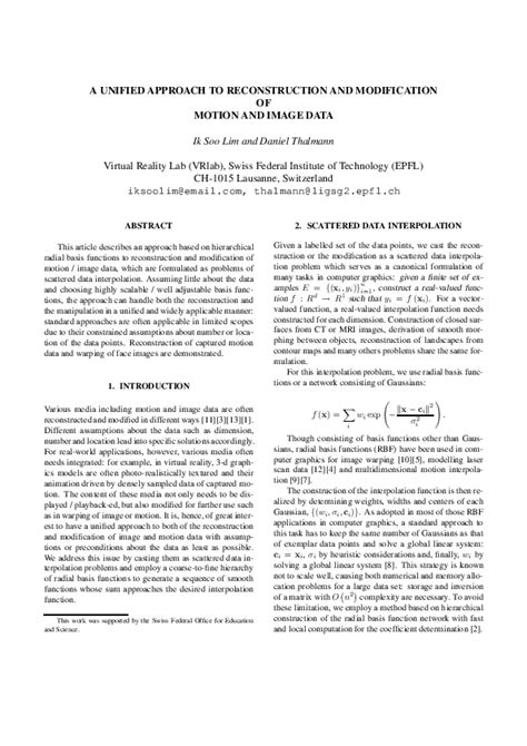 Pdf Unified Approach To Reconstruction And Modification Of Motion And Image Data Ik Soo Lim