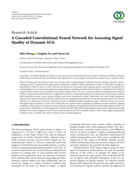 PDF A Cascaded Convolutional Neural Network For Assessing Signal Quality Of Dynamic ECG