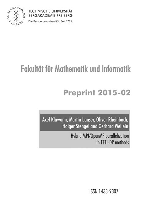 Pdf Hybrid Mpiopenmp Parallelization In Feti Dp Methods