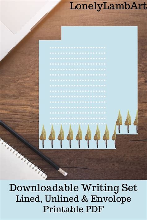 Watercolour Pine Tree Letter Writing Set Writing Paper Digital Letter Paper Printable
