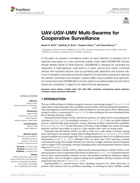 Pdf Uav Ugv Umv Multi Swarms For Cooperative Surveillance