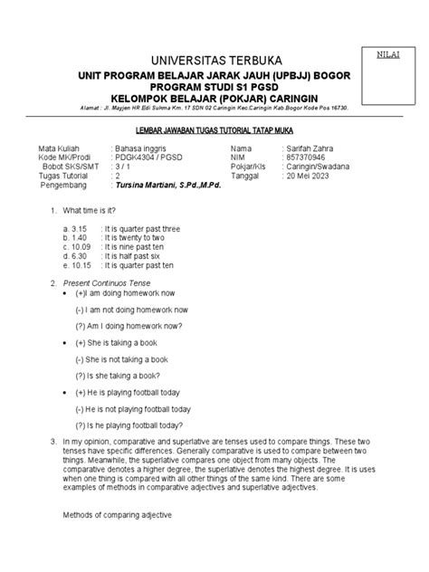 Tugas Tutorial 2 Bahasa Inggris Pdf Linguistics Phonetics