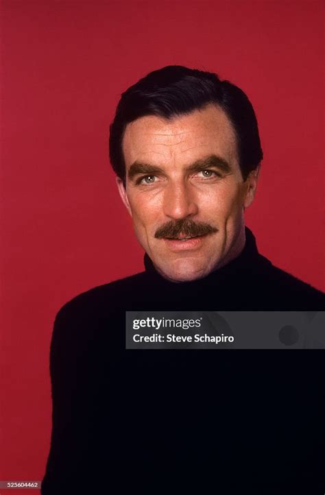 American Actor Tom Selleck Wearing A Black Polo Neck Sweater In A