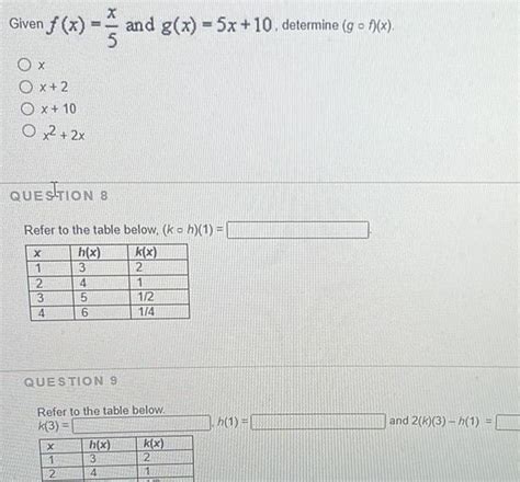 [answered] X Given F X And G X 5x 10 Determine G F X 5 Ox O X 2 O X 10 Kunduz