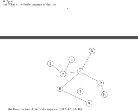 solved 6 2pts a what is the prufer sequence of this