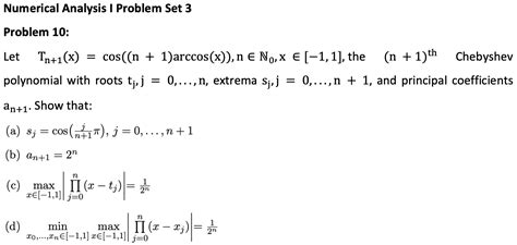 Numerical Analysis I Problem Set 3 Problem 10 Let Chegg Com