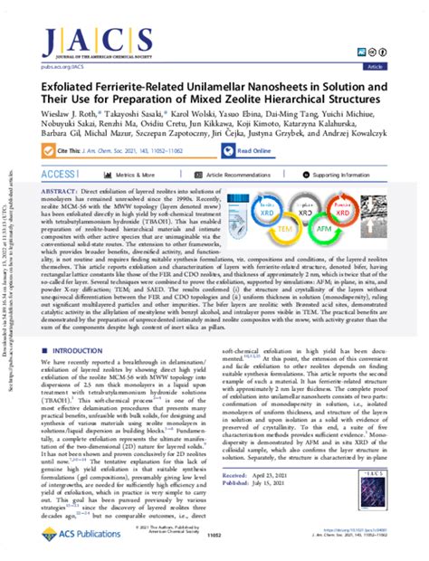 Pdf Exfoliated Ferrierite Related Unilamellar Nanosheets In Solution