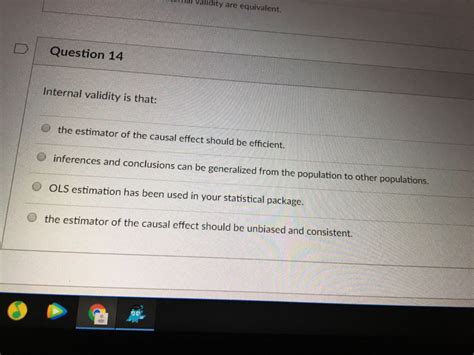Solved Internal Validity Is That The Estimator Of The