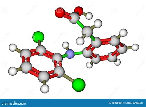 Diclofenac Nsaid Analgesic Molecular Structures 3d Model Structural Chemical Formula And