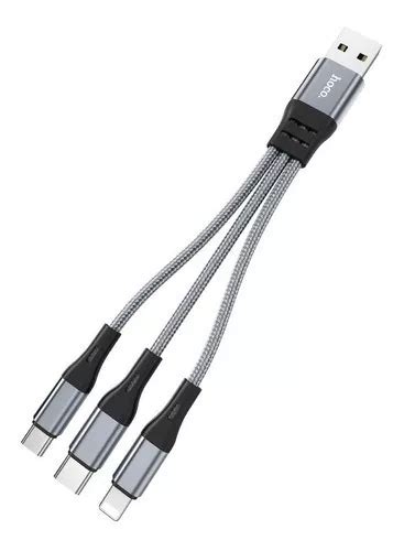 Cabo usb Hoco X cinza com entrada USB saída Lightning Tipo C MicroUSB MercadoLivre